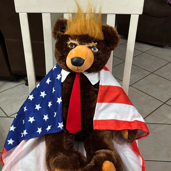 Other | Trumpy Bear Plush 22 With Attached 28 X 3 American Usa Flag ...